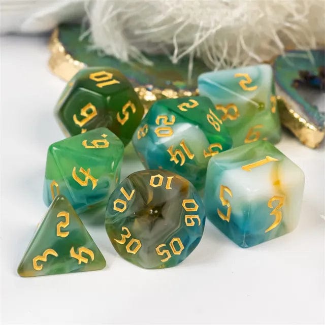 Chaos set - Green blend RPG dice dnd terningeset