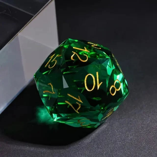 Green Gem d20 roleplaying dice 30mm