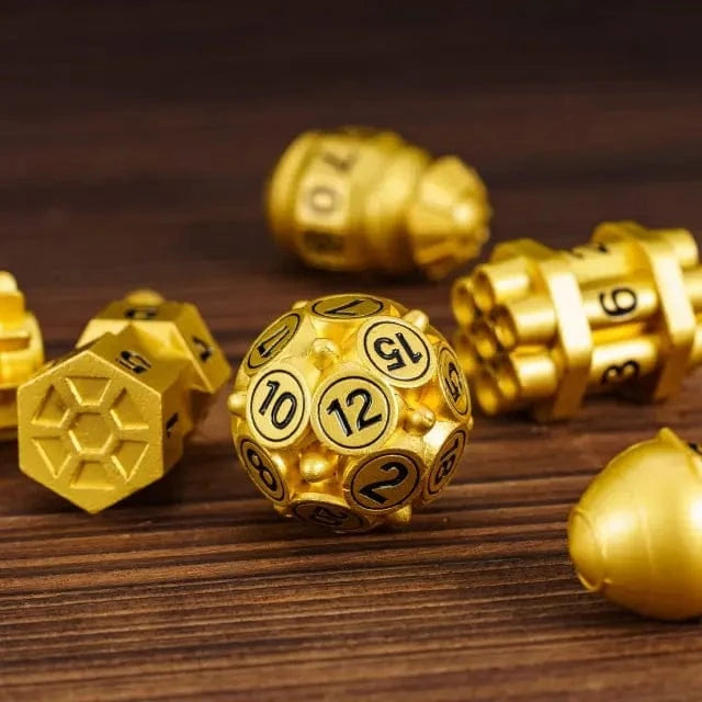 Golden war bombs - Metal role-playing dice dnd terningeset