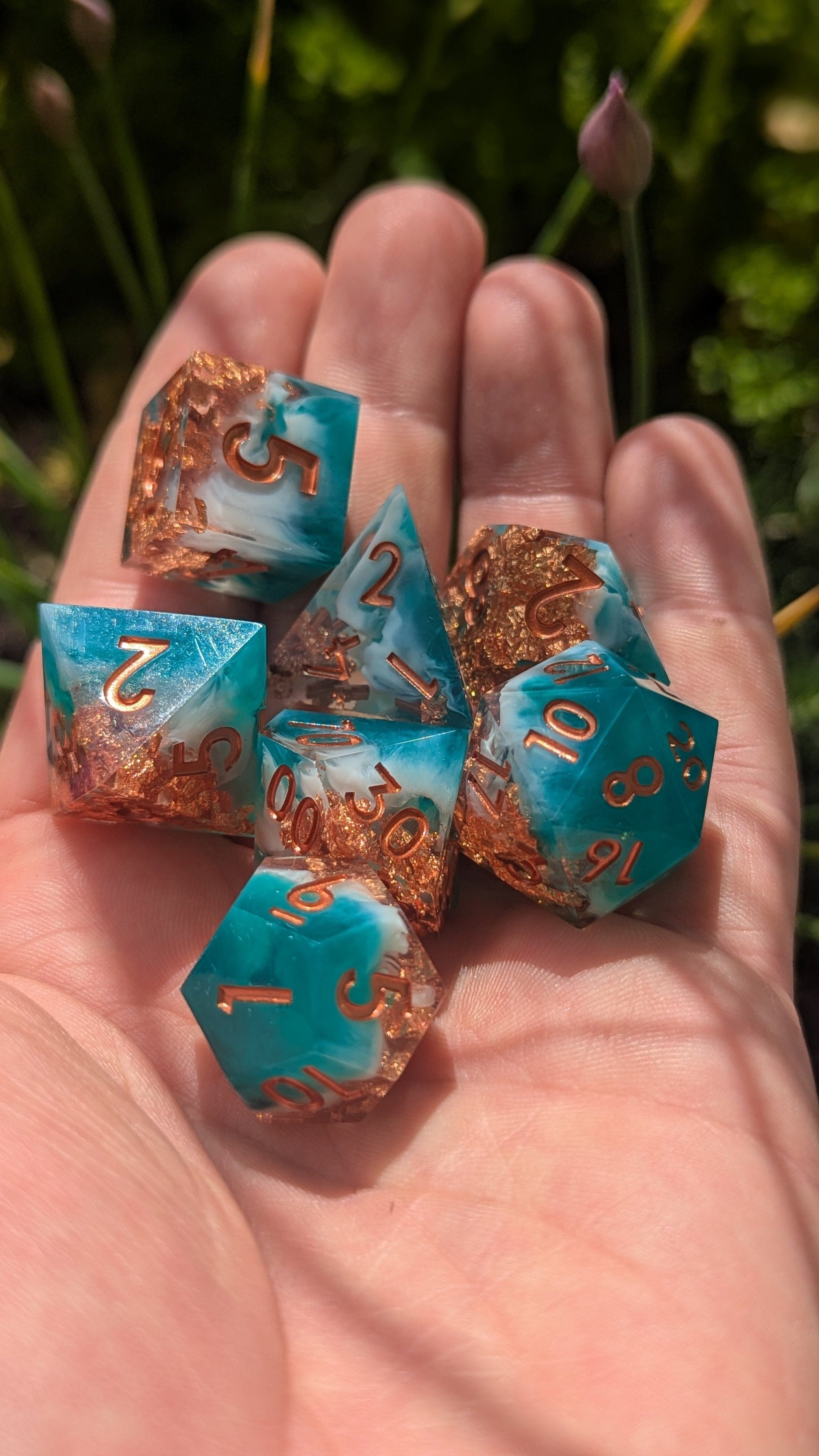 Golden layer water genasi - sharp dice role-playing dice