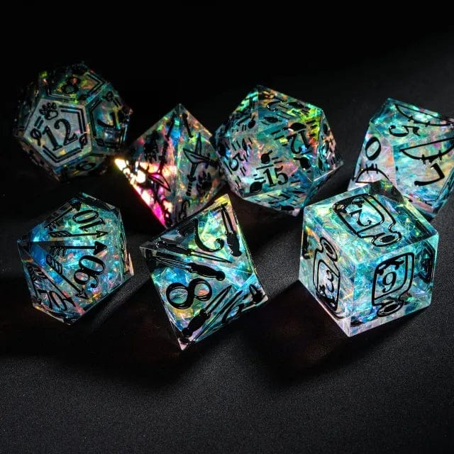 Handmade Sharp Dice: Dark ranger dnd terningeset
