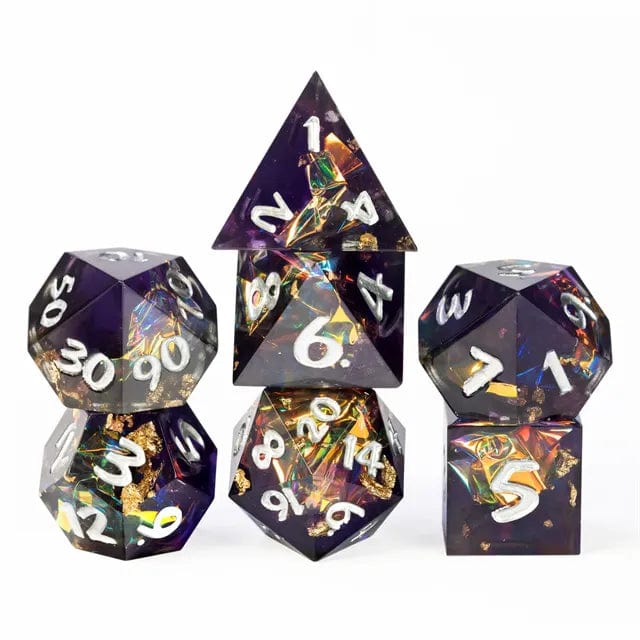 Sharp dice set - Purple & black d&d role playing dice dnd terningeset