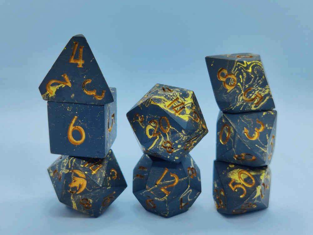 Dark Marble Dice Set, Gold Edition